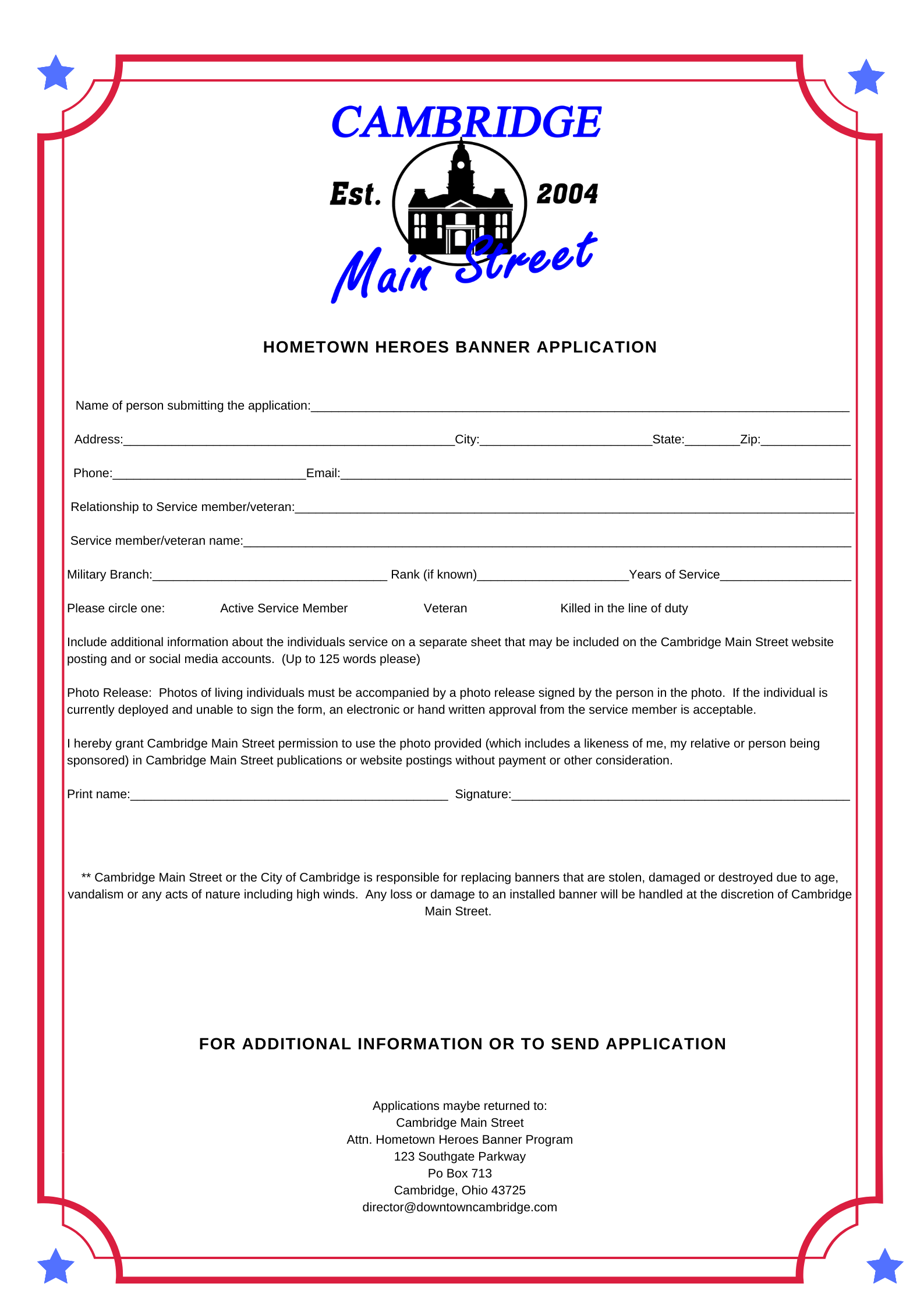 Hometown Hero Banner Program – Cambridge Main Street